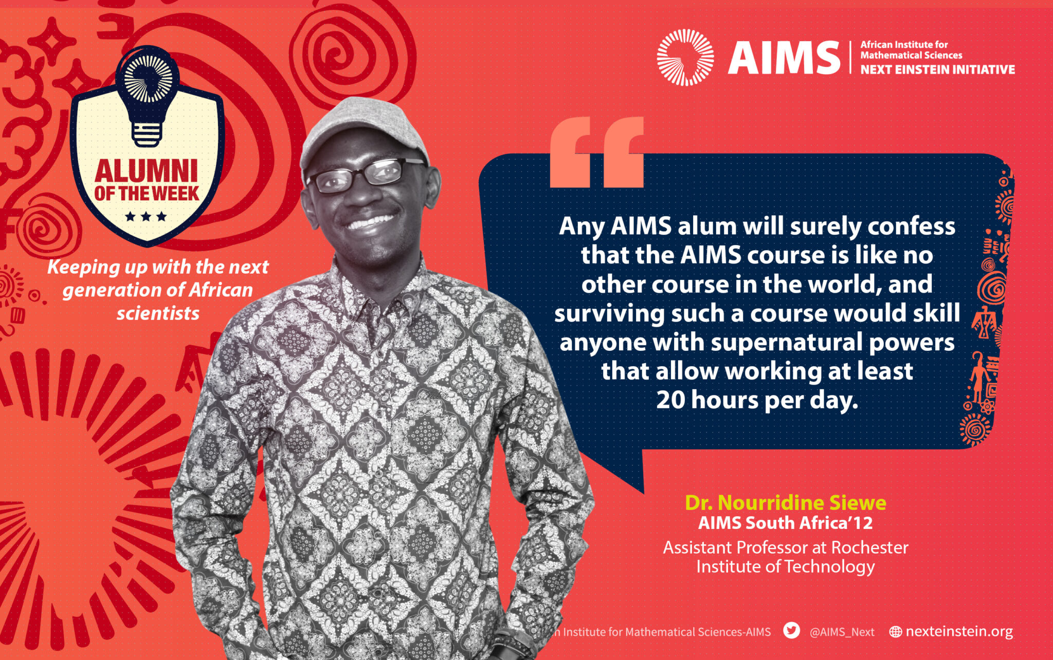 #AlumoftheWeek — Dr Nourridine Siewe, AIMS South Africa’12 – AIMS ...